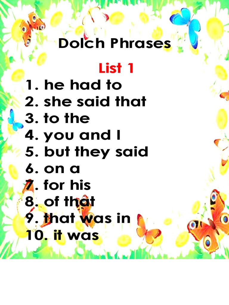 Dolch Phrases. | PDF