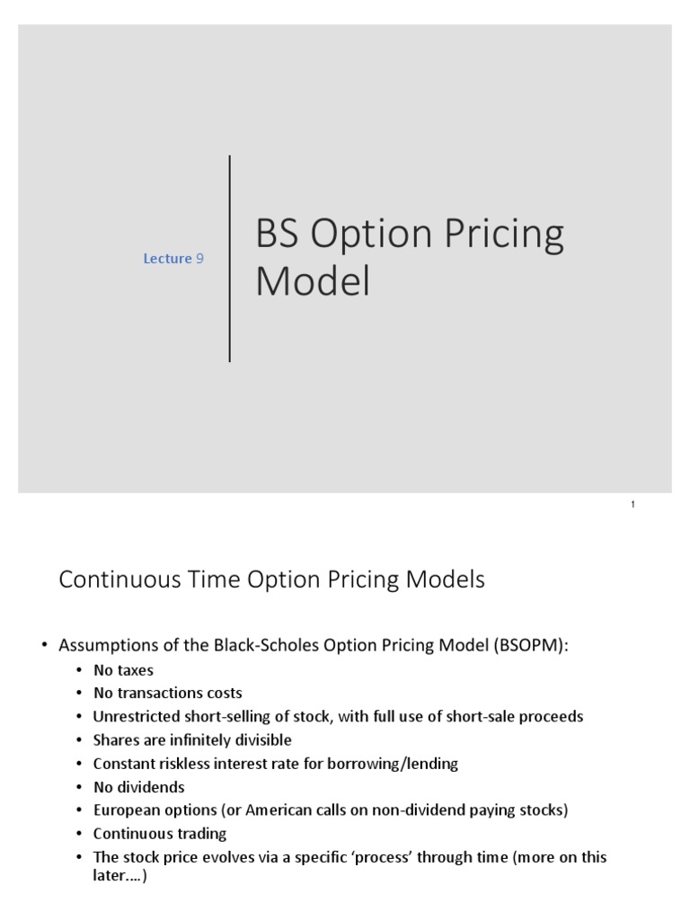 BS Option Pricing Model | PDF | Implied Volatility | Volatility (Finance)
