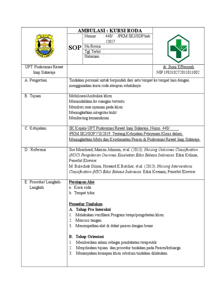 SOP Ambulasi Kursi Roda | PDF
