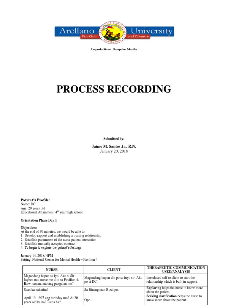 Process Recording Dra Jose | PDF | Medicine | Health Care