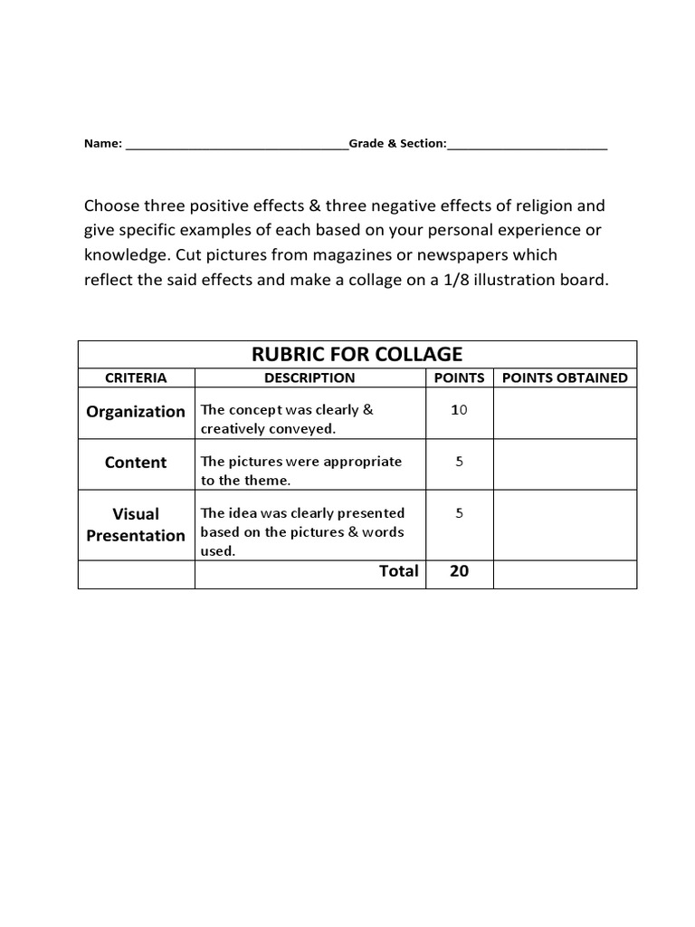 Rubric For Collage | PDF