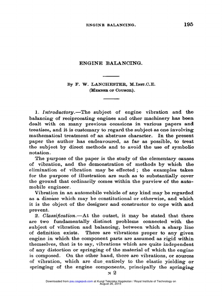 Engine Balancing | PDF | Steam Engine | Rotation Around A Fixed Axis