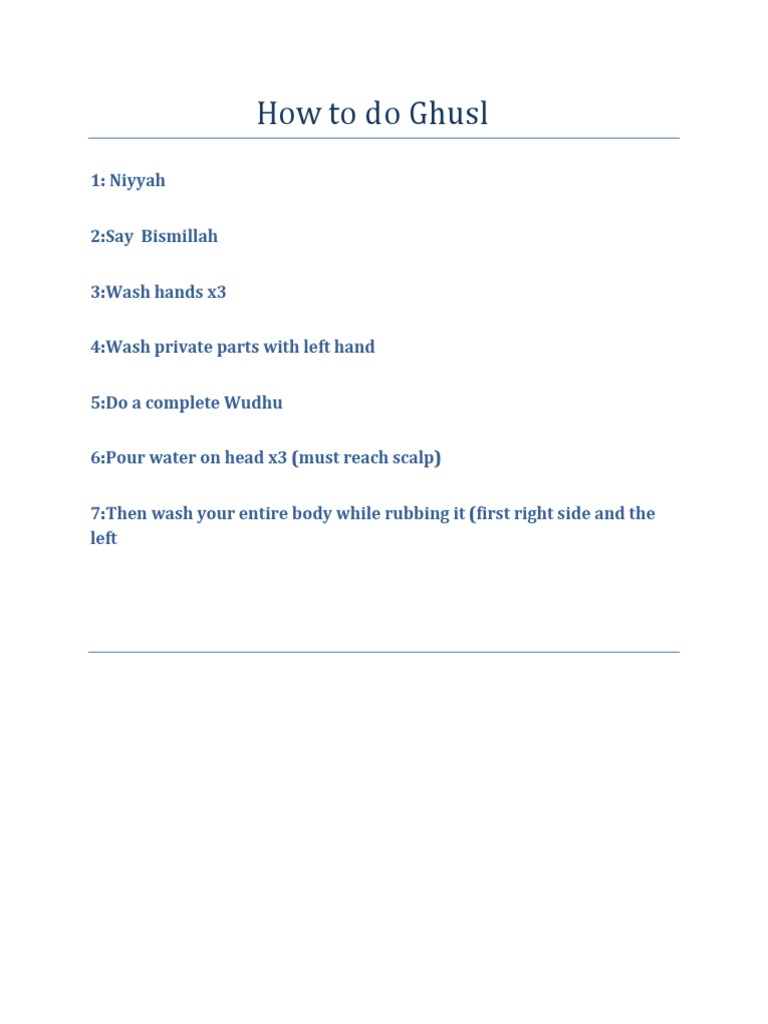 How To Do Ghusl | PDF