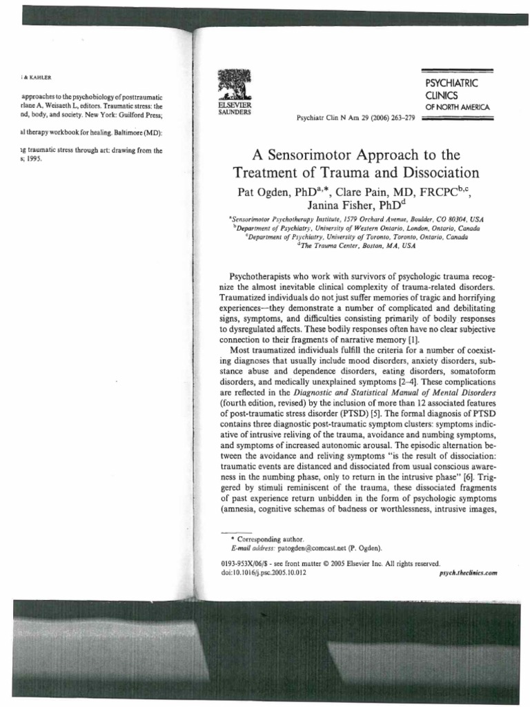 Pat Ogden Sensorimotor Therapy PDF | PDF | Psychological Trauma ...