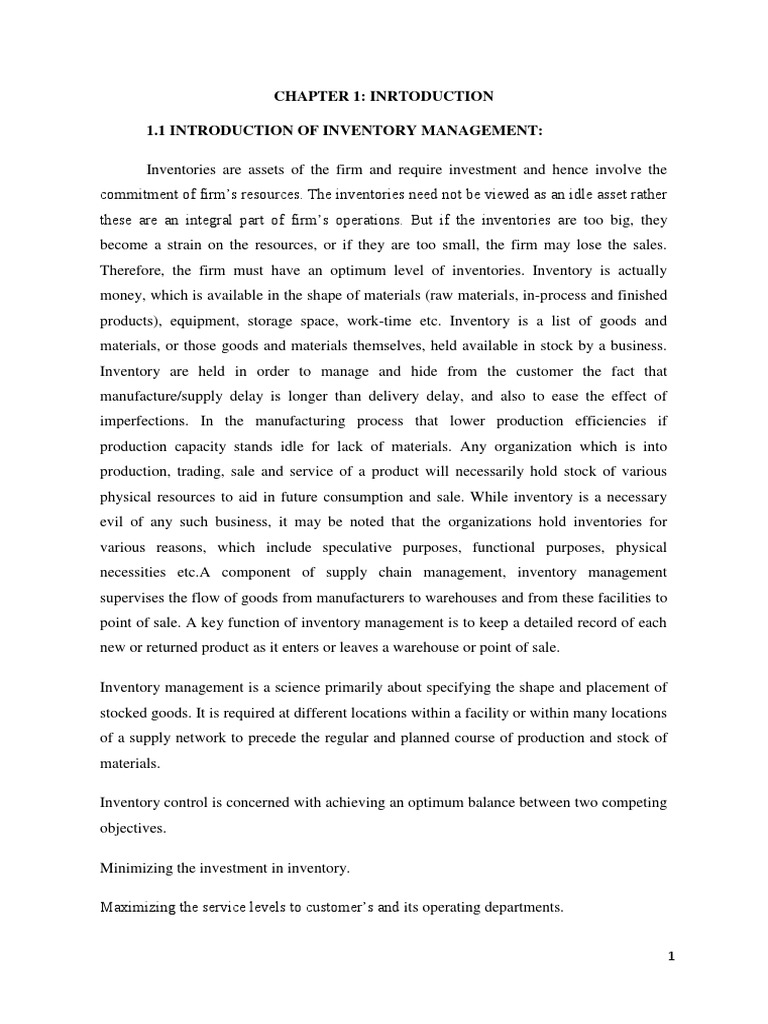 Chapter 1: Inrtoduction 1.1 Introduction of Inventory Management | PDF ...