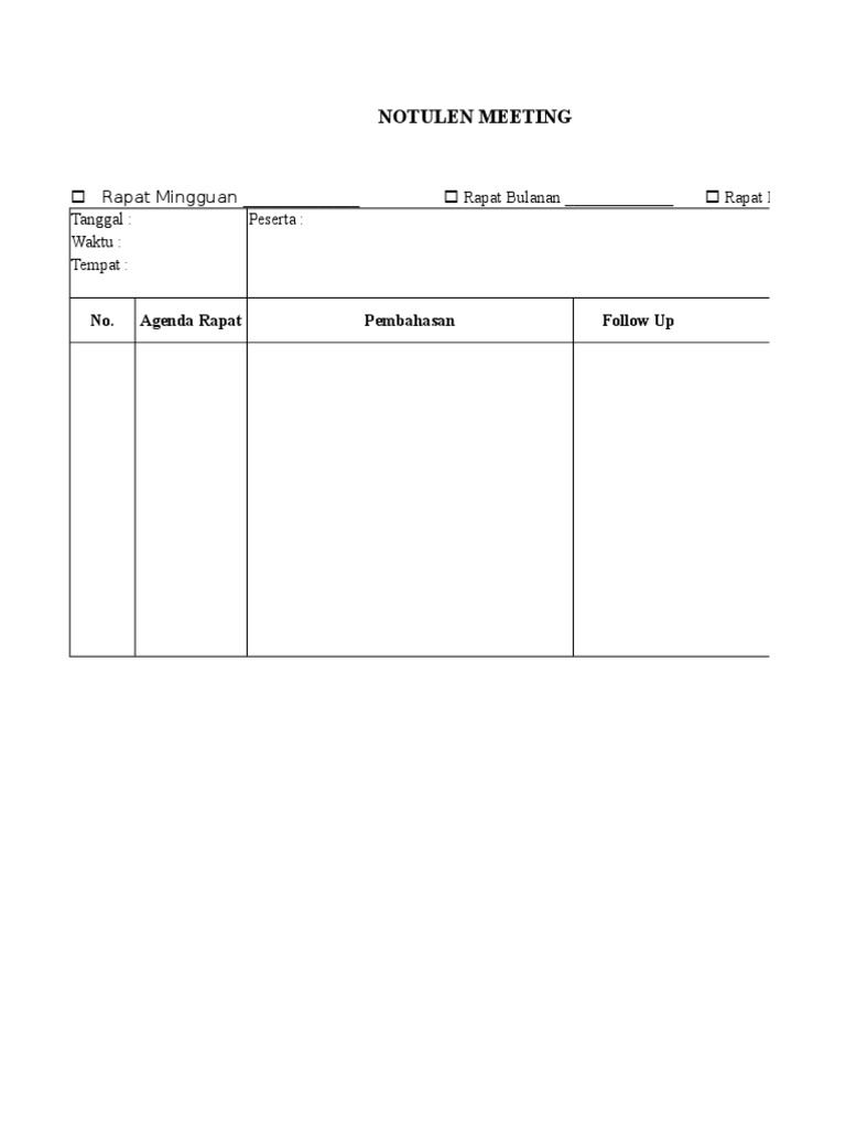 Format Notulen Rapat Efektif | PDF