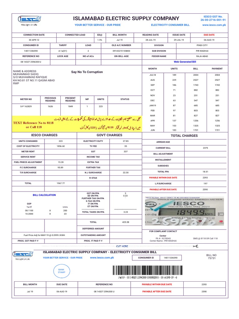 Iesco Bill July | PDF | Public Finance | Taxes