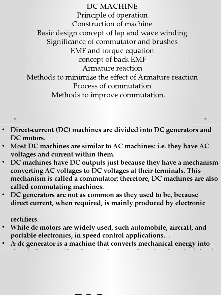 DC Machine Principle and Construction | PDF | Inductor | Electric Generator