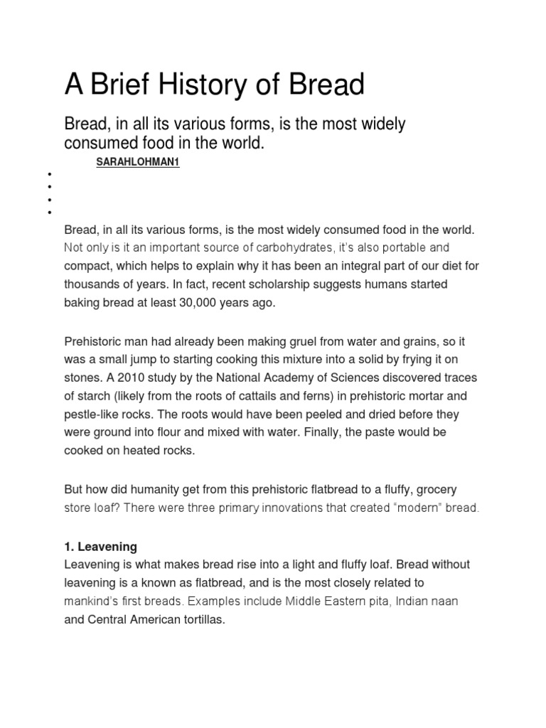 A Brief History of Bread | Download Free PDF | Flour | Breads