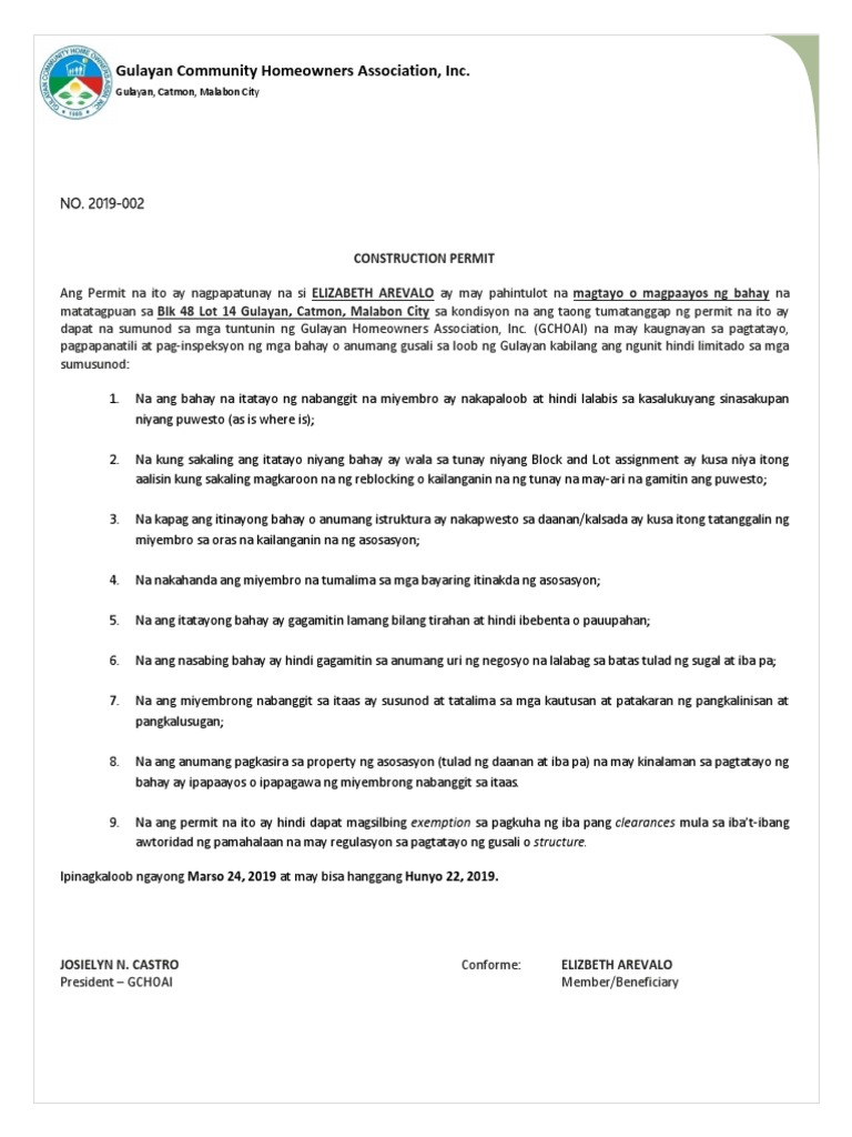 Temporary Construction Permit | PDF