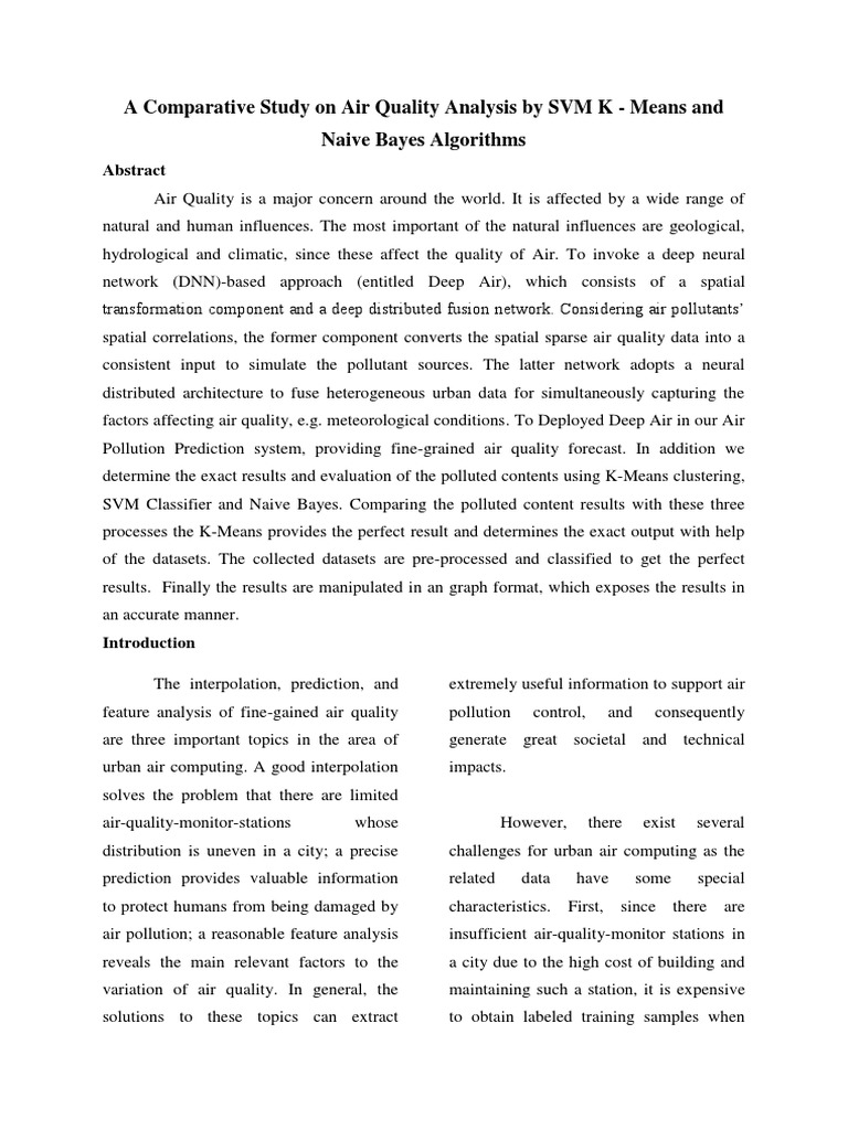 A Comparative Study On Air Quality Analysis by SVM K - Means and Naive Bayes Algorithms | PDF ...