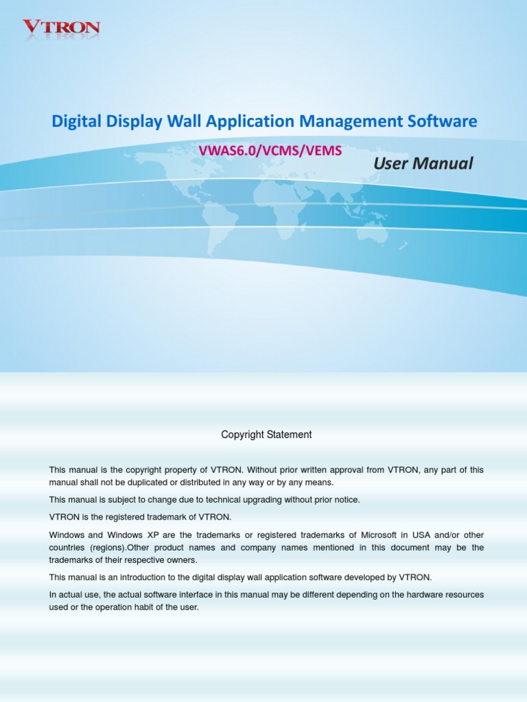 VTRON Display Wall Application Management Software User Manual | PDF | Menu (Computing) | Icon ...
