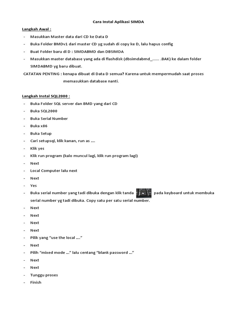 Install Simda BMD | PDF