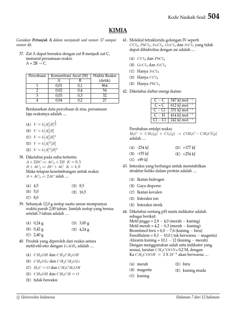 Kimia SIMAK UI 2010 - Bimbingan Alumni UI | PDF