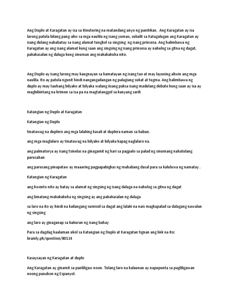 Karagatan at Duplo | PDF