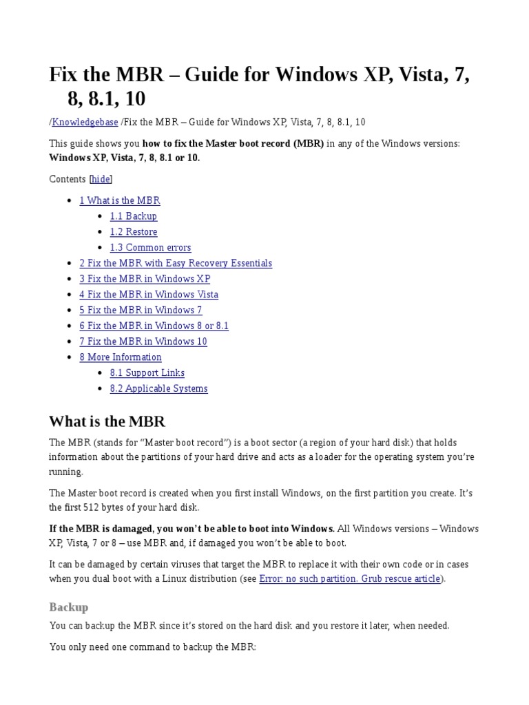 FixMBR On Win7 | PDF | Booting | Microcomputers