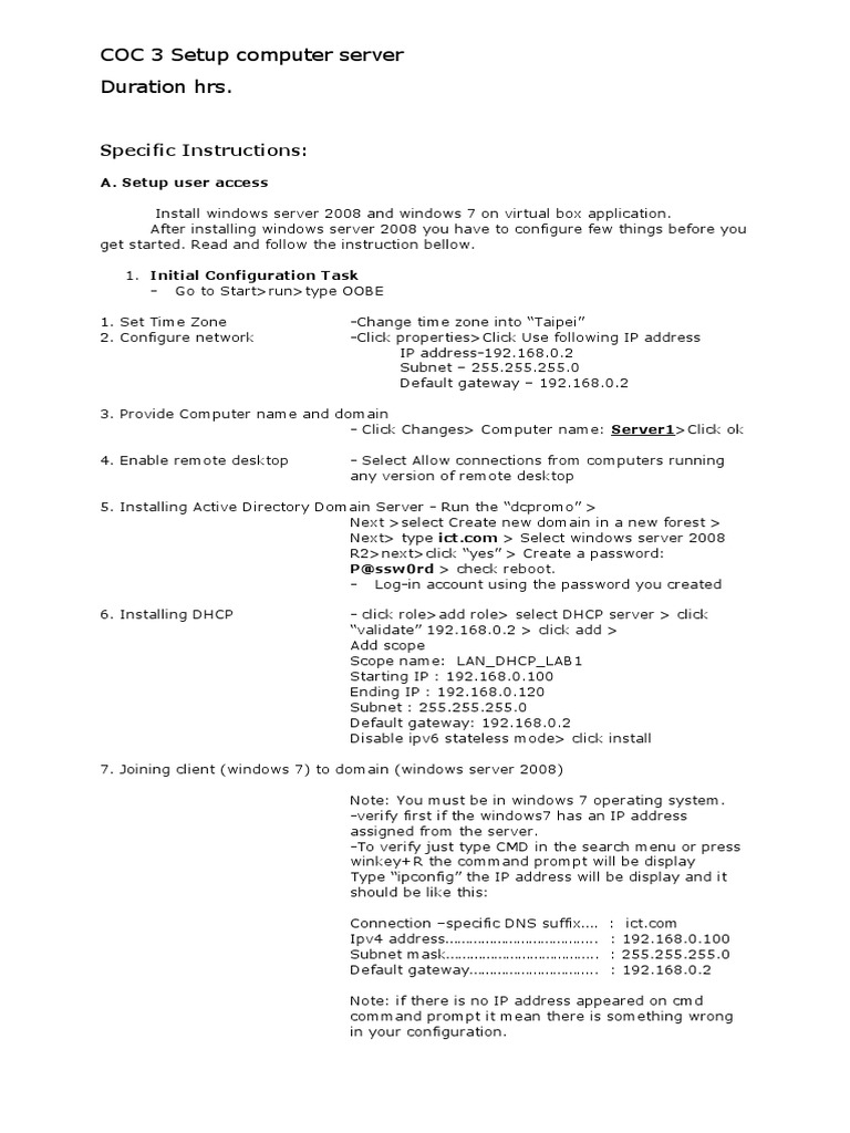 COC 3 Setup Computer Server | PDF | Group Policy | Ip Address