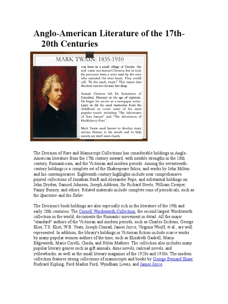 Overview of Anglo-American Literature Collections | PDF | Punctuation ...