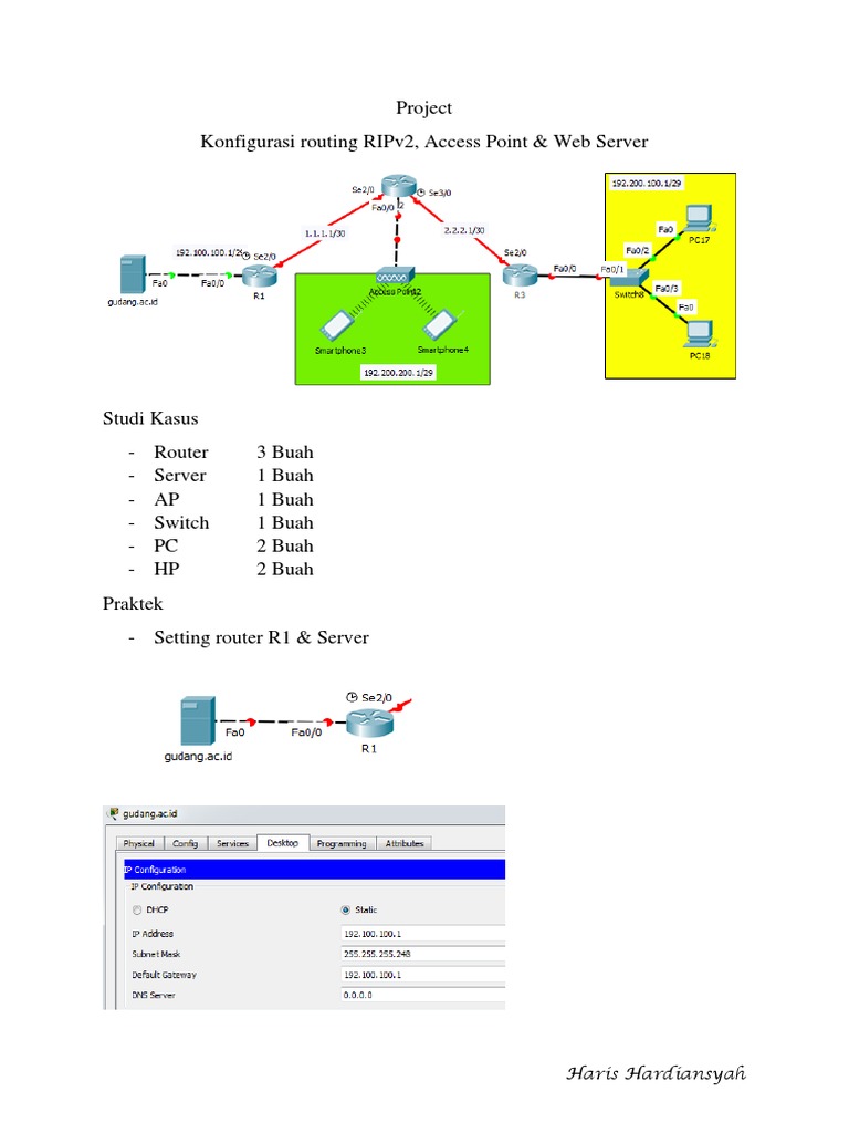 Project Konfigurasi Routing Ripv2, Access Point & Web Server | PDF | Router (Computing) | Ip Address