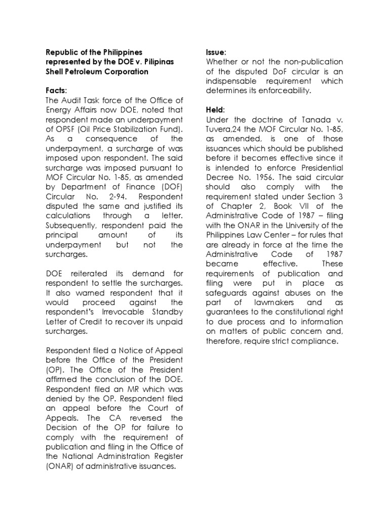 DOE Vs Shell | PDF | President Of The Philippines | World Politics