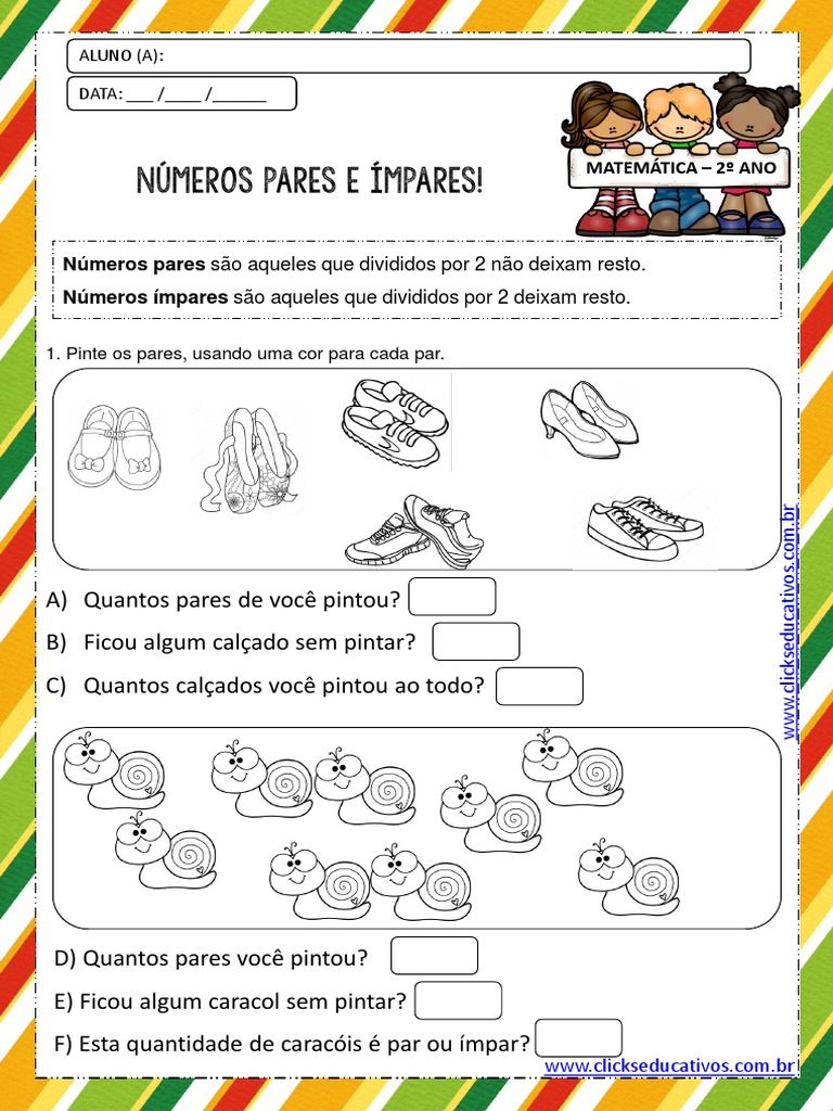 2º Ano - Números Pares e Ímpares | PDF