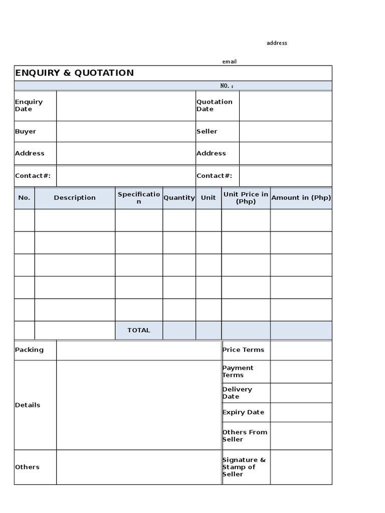 Enquiry and Quotation1 | PDF