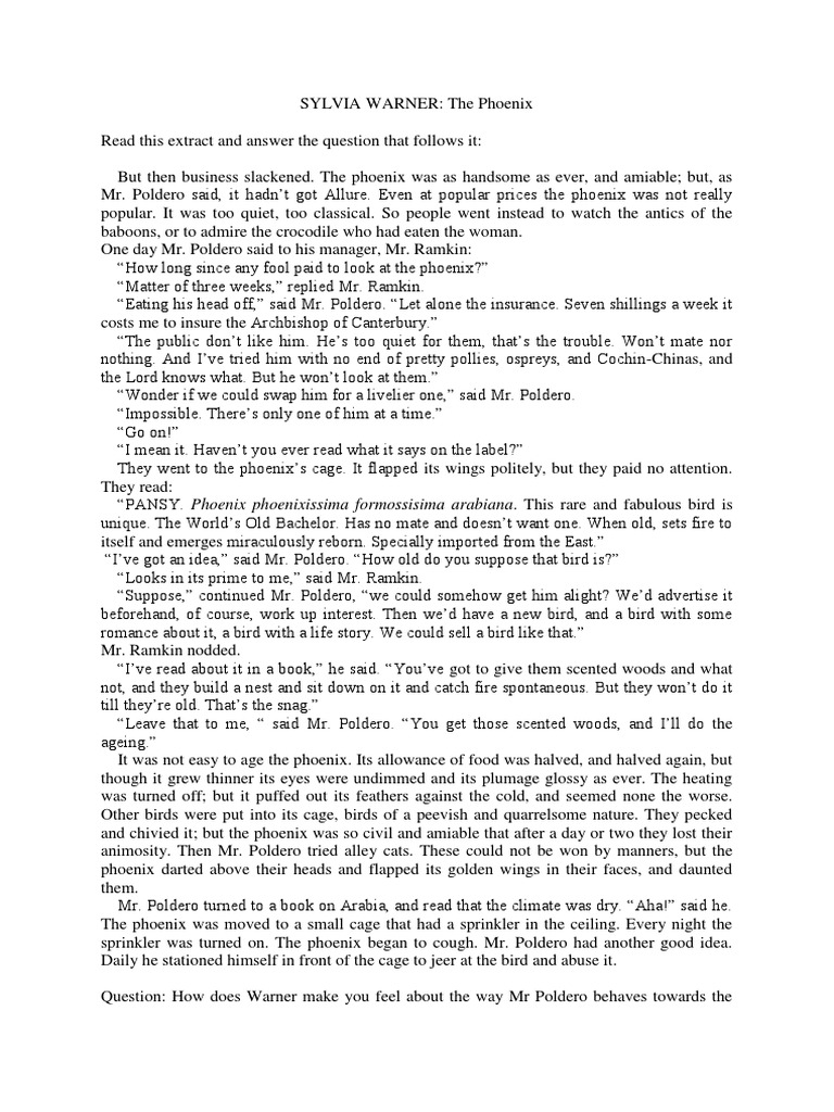 The Phoenix - Exam Questions | PDF | Birds | Paravians