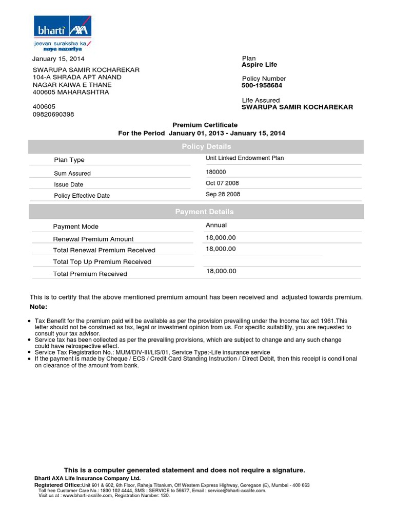 Aspire Life: Policy Details | PDF | Insurance | Life Insurance