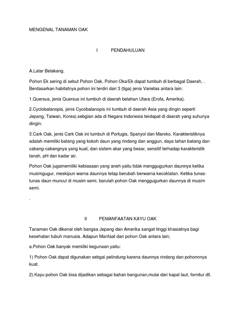 Mengenal Tanaman Oak | PDF