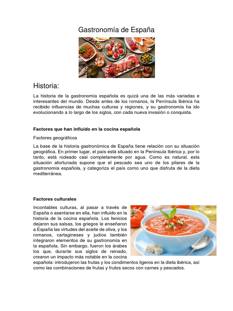 Historia de la Gastronomía Española | PDF | Cocina española | Gastronomía