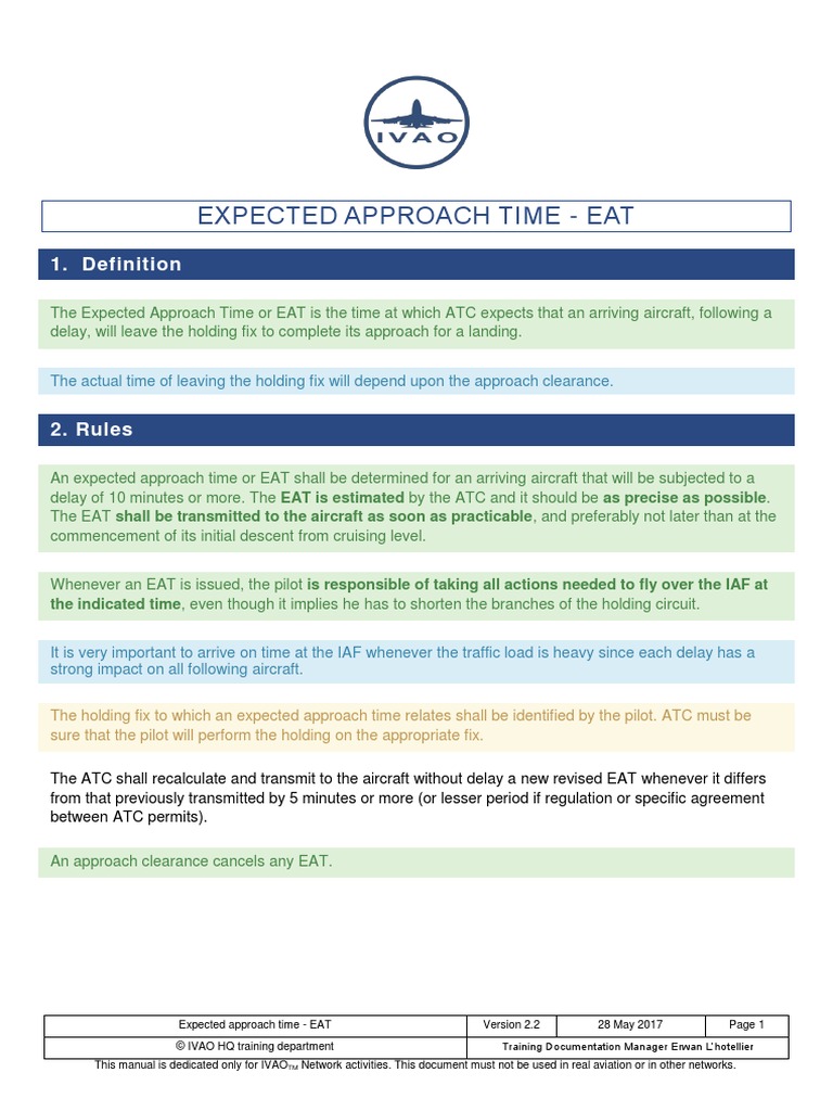 Expected Approach Time - Eat: 1. Definition | PDF | Air Traffic Control ...
