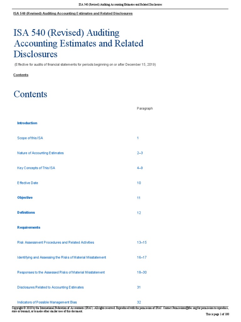 Isa 540 | PDF | Financial Audit | Audit