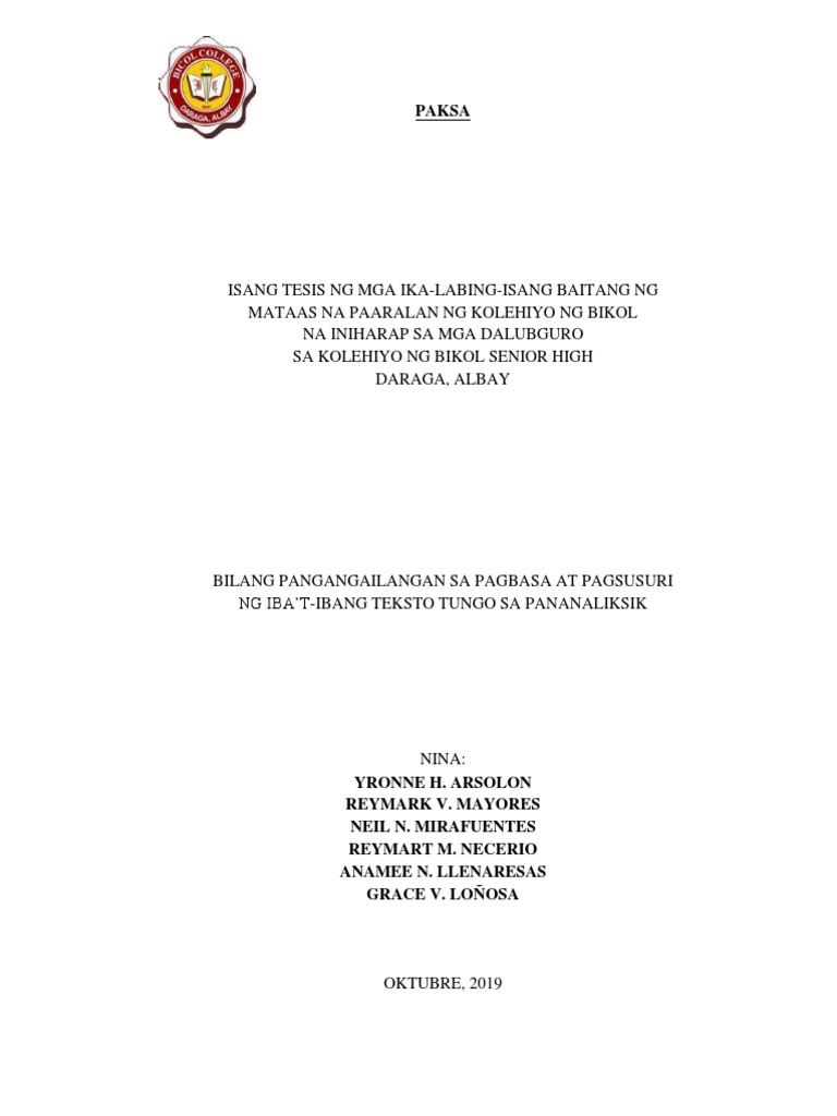 Sulating Pananaliksik Sample | PDF