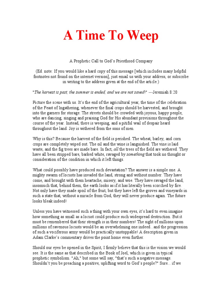 A Time To Weep | PDF | Postmodernism | World View
