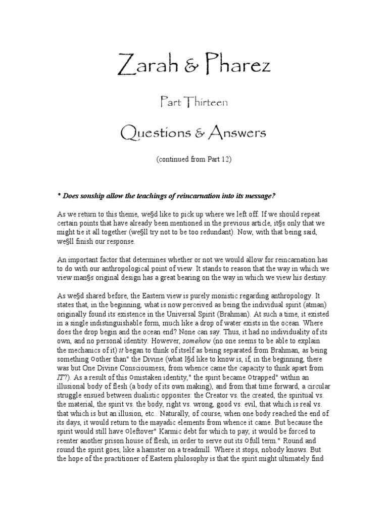 Zarah & Pharez: Questions & Answers | PDF | Resurrection Of Jesus ...