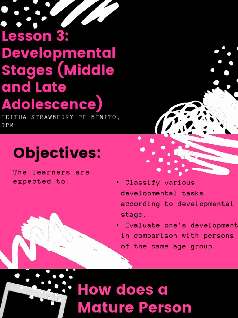 Lesson 3 Developmental Stages Middle And Late Adolescence Pdf