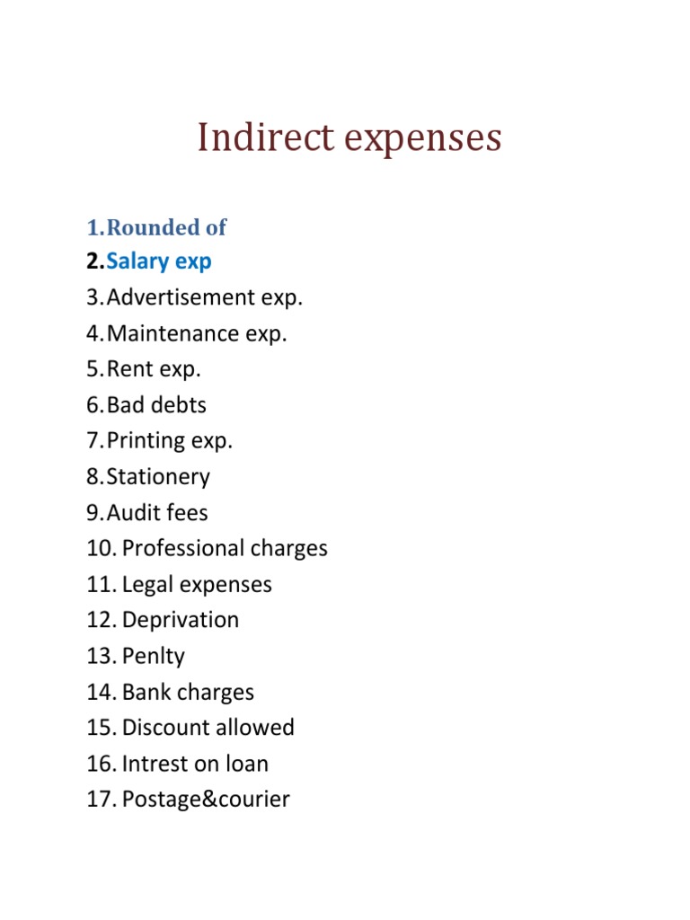 Indirect Expenses | PDF | Business | Finance & Money Management Indirect Expenses | PDF | Business | Finance & Money Management