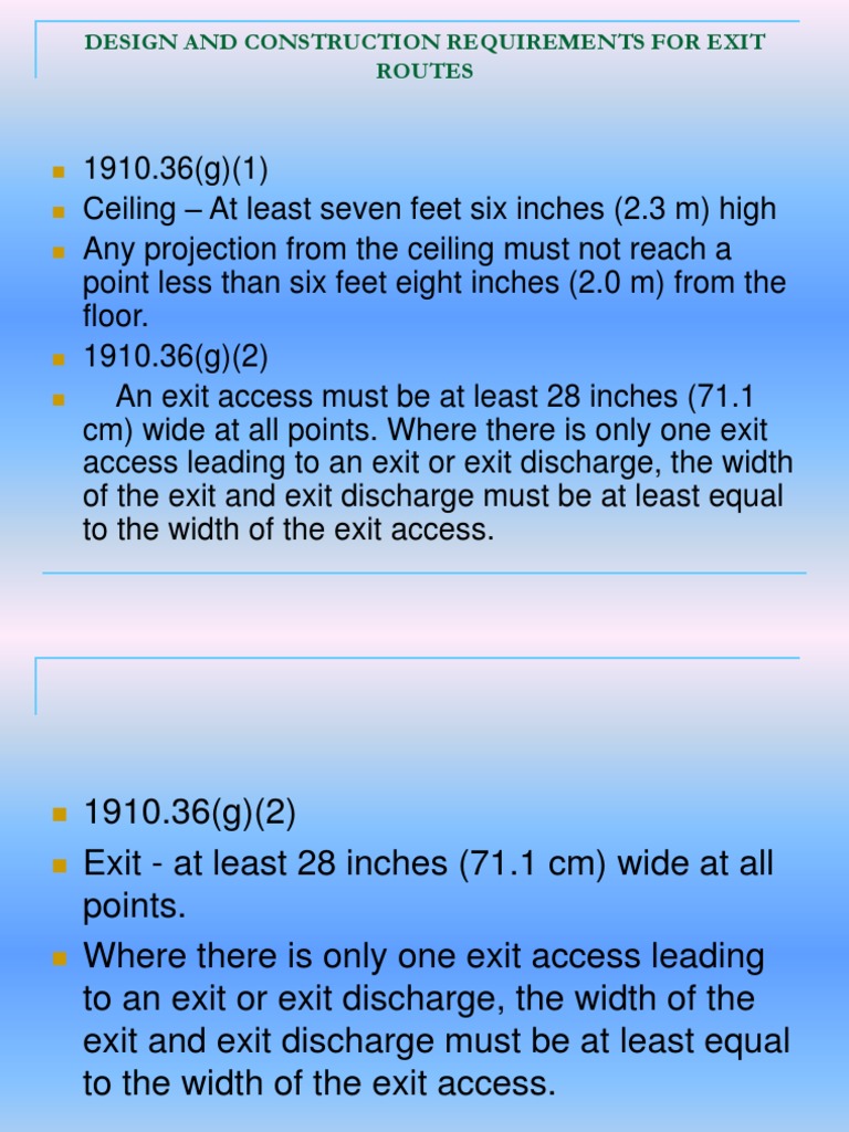 Design and Construction Requirements For Exit Routes | PDF