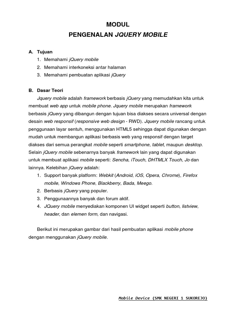 Pengenalan jQuery Mobile | PDF | Komputer