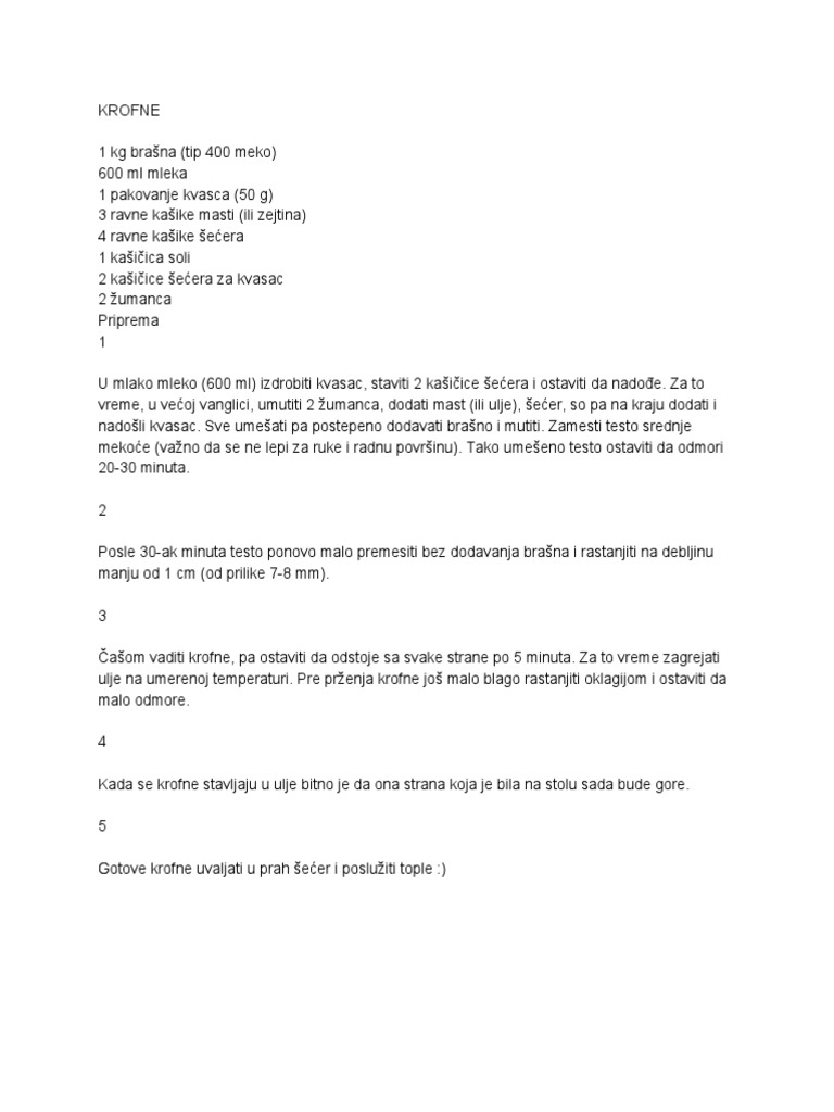 Recept Za Krofne | PDF