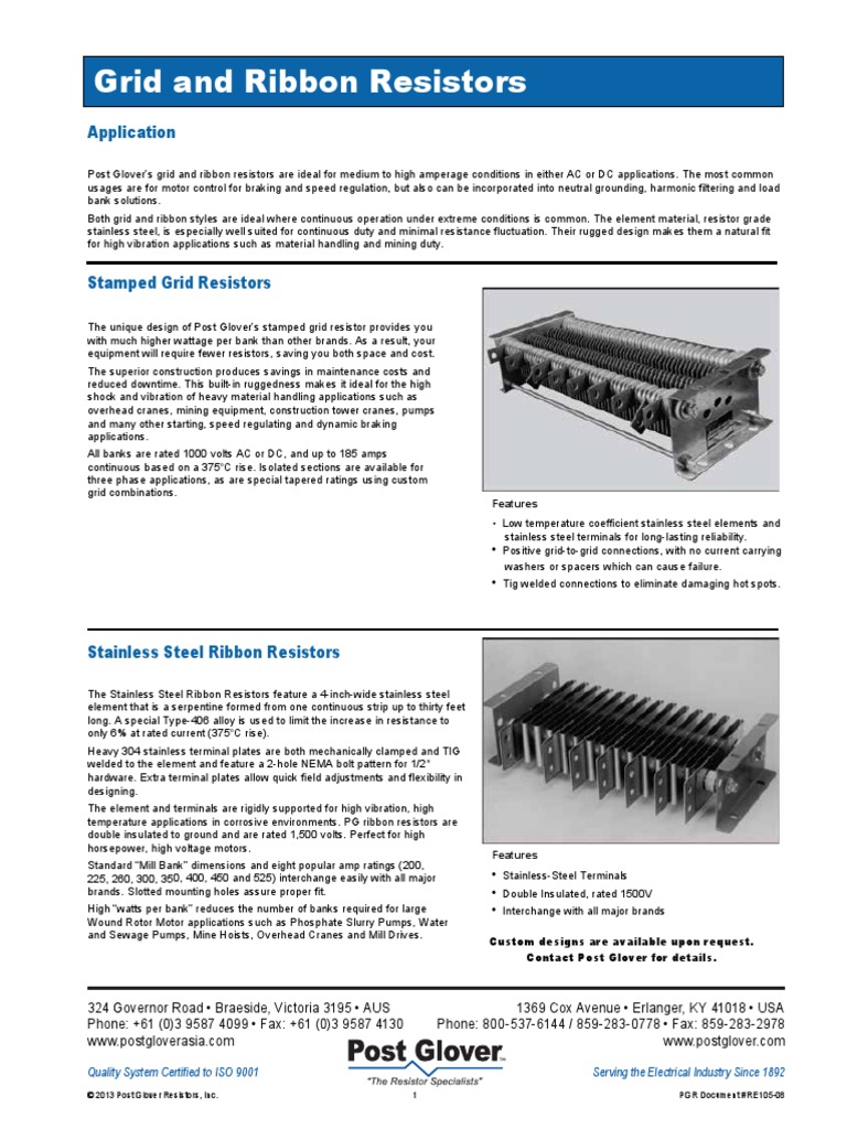 RE105-08 Grid and Ribbon Resistors | PDF | Resistor | Stainless Steel