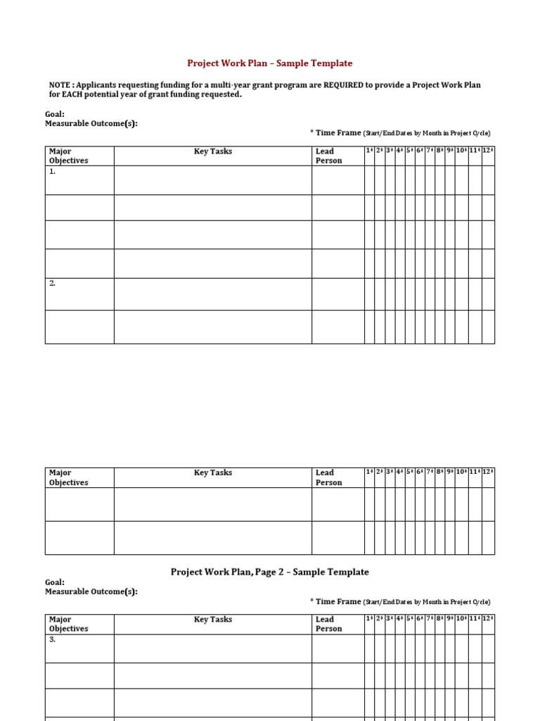Project Work Plan - Sample Template: Time Frame | PDF