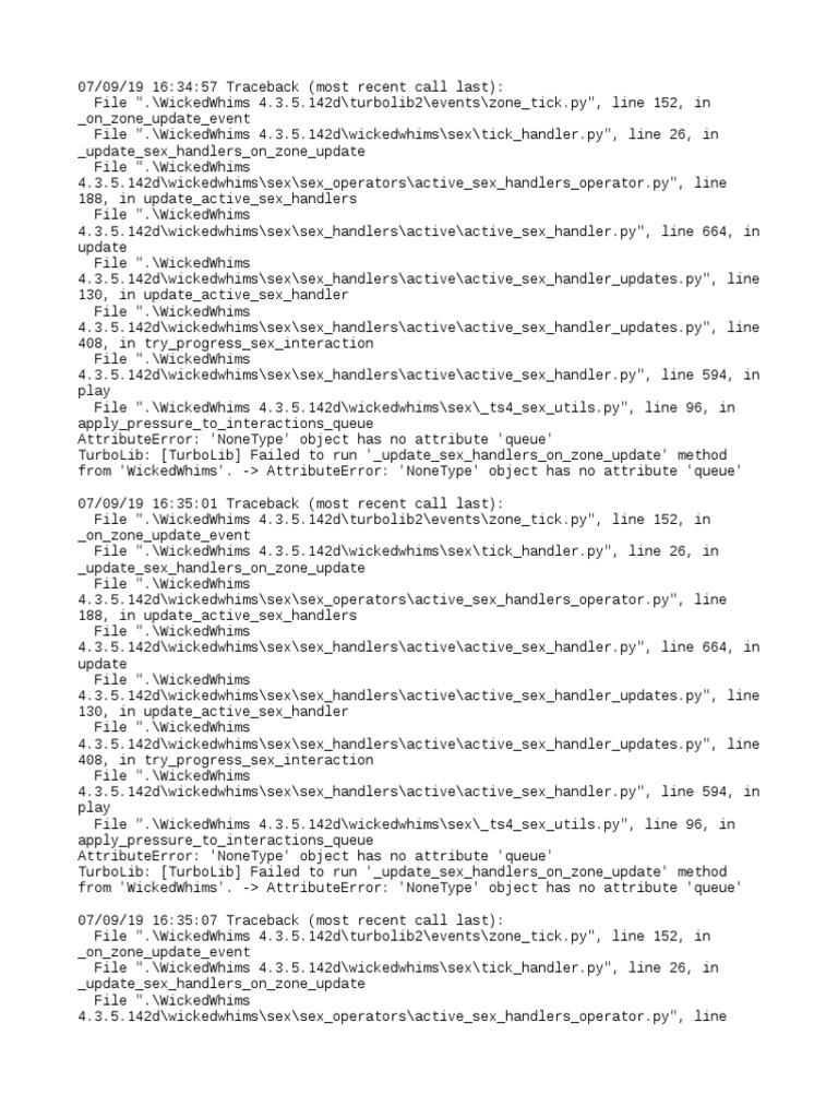 WickedWhims 4.3.5.142d Exception | PDF | Operating System Technology | Computer Data