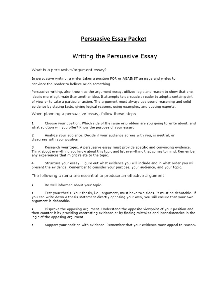 Persuasive Essay Writing Guide | PDF | Argument | Essays