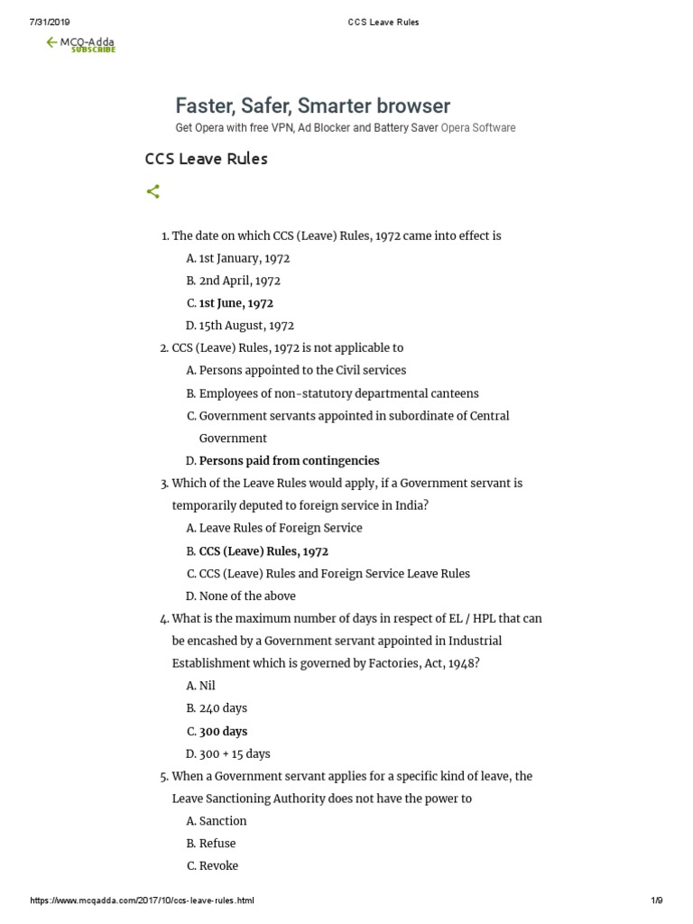 CCS Leave Rules | PDF | Social Institutions | Social Science