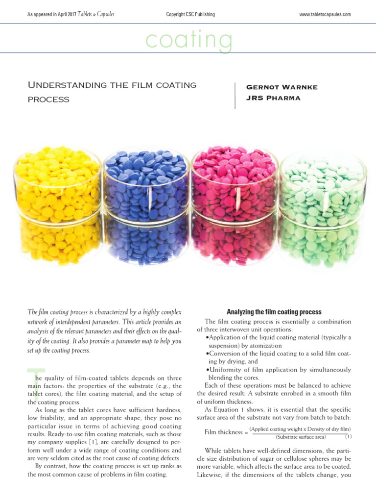 Coating: Understanding The Film Coating Process | PDF | Tablet ...