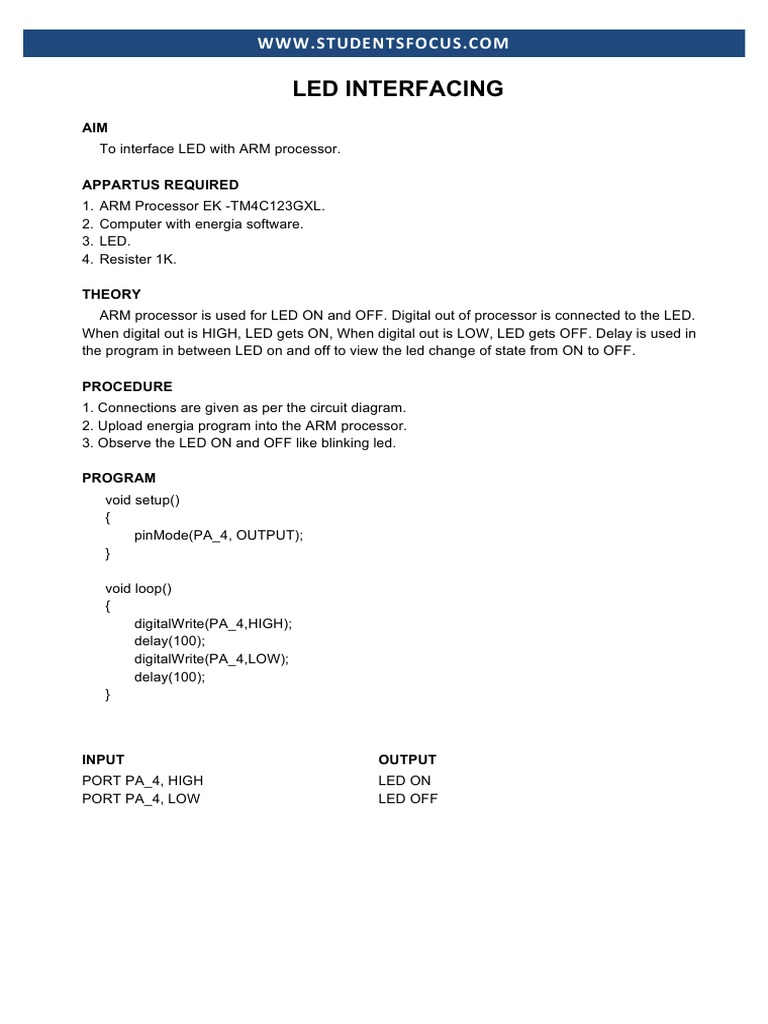 Led Interfacing | PDF