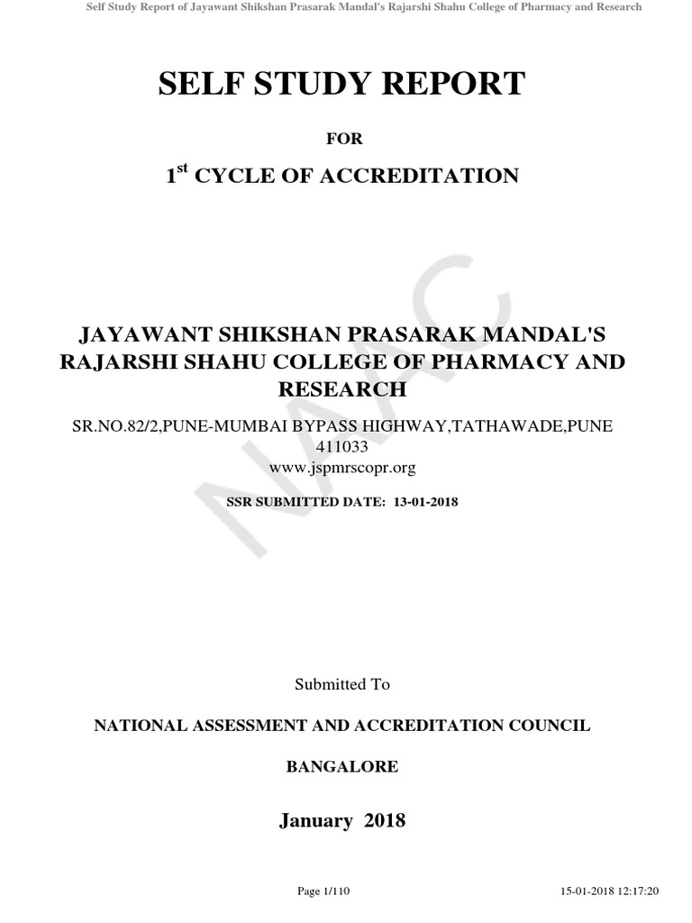 Self Study Report: Rajarshi Shahu College | PDF | Curriculum ...