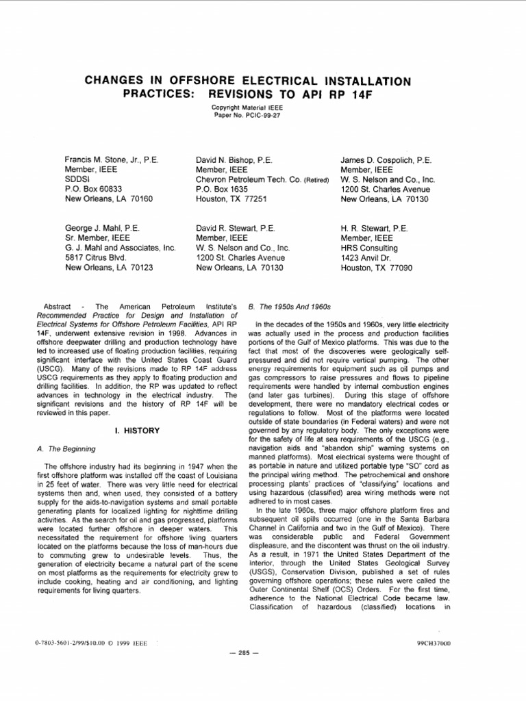 Api 14F | PDF | Offshore Drilling | Electrical Wiring
