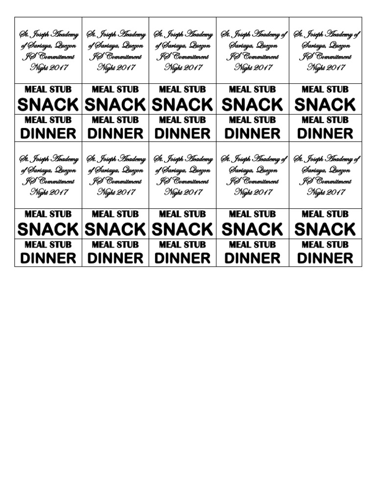 Meal Stub | PDF